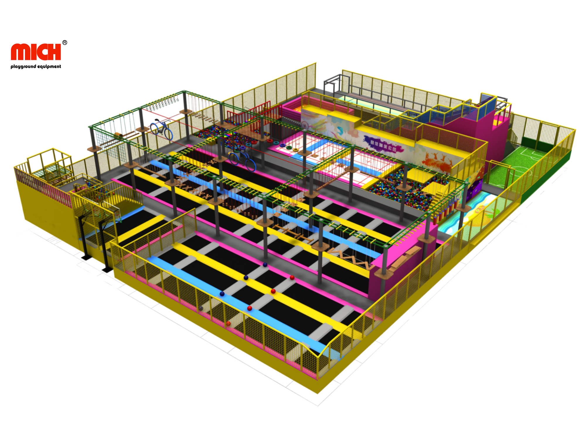 Customized Indoor Zipline Trampoline Park - Buy customized trampoline ...